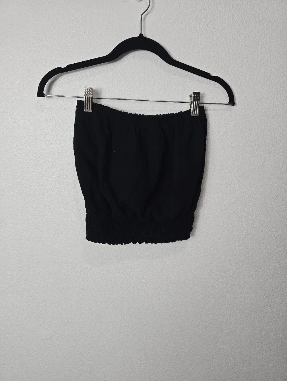 Tops | Bobi Black Smocked Tube Top | Poshmark